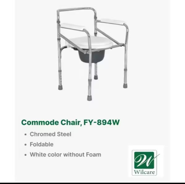 COMMODE CHAIR Foldable Chromed Steel White Color without Foam – Wilcare