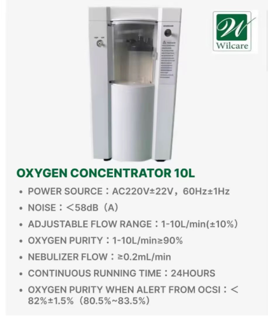 Wilcare (3 in 1) Portable Oxygen Concentrator with SPO2 & PRbpm 10L Ph